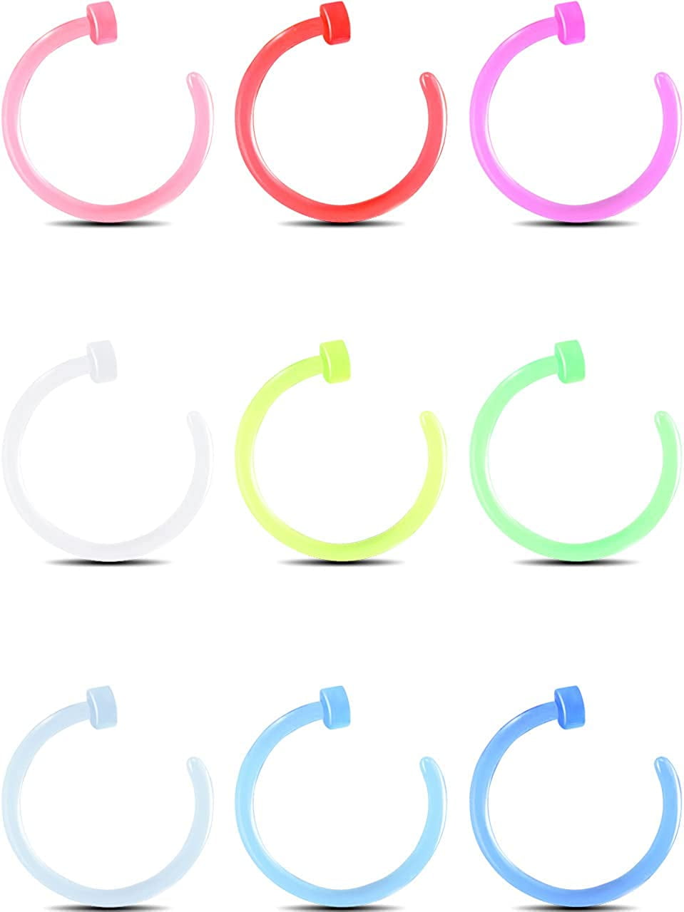 OUFER 20G Neon Nose Ring Hoop Colorful Clear Bioflex Acrylic Septum Lip Piercing Earrings Retainer for Women Men Walmart