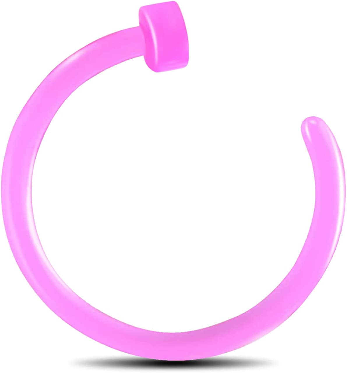 OUFER 20G Nose Ring Hoop, Colorful Clear Bioflex Acrylic Open Neon Nose ...