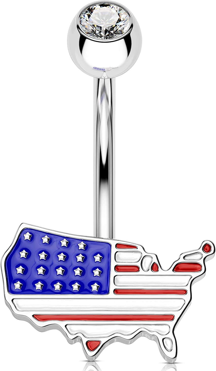 OUFER American Flag Belly Button Rings, USA Navel Rings, 14G 316L ...