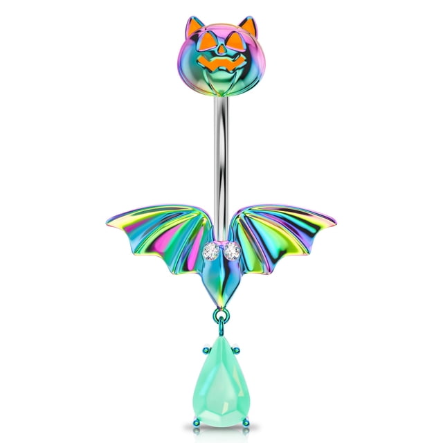 OUFER Belly Button Ring Pumpkin & Bat Surgical Steel Halloween Belly ...