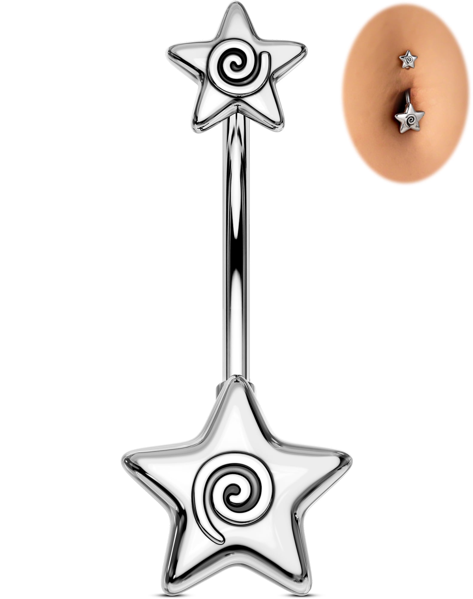 OUFER Belly Button Rings 14G Belly Rings Star Navel Barbell 316L ...