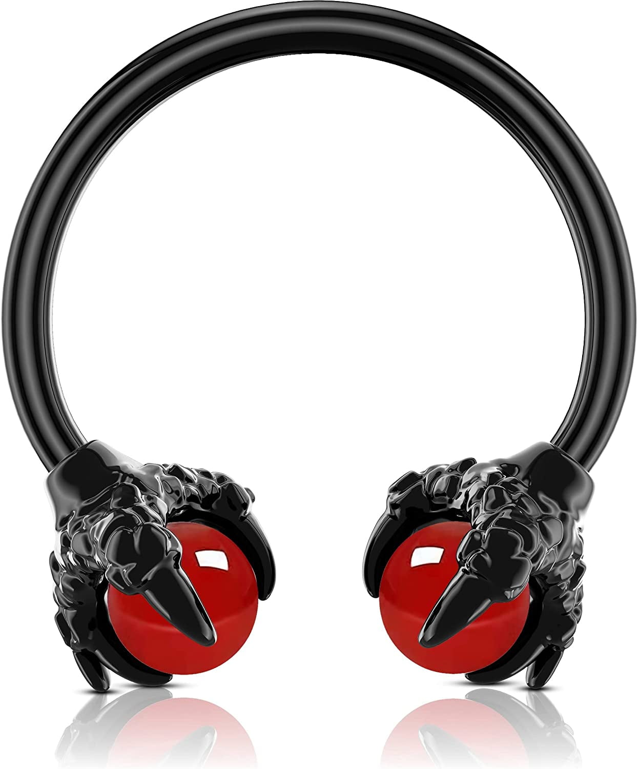 OUFER Circular Earring, Septum Ring, 316L Surgical Steel, Red Onyx ...