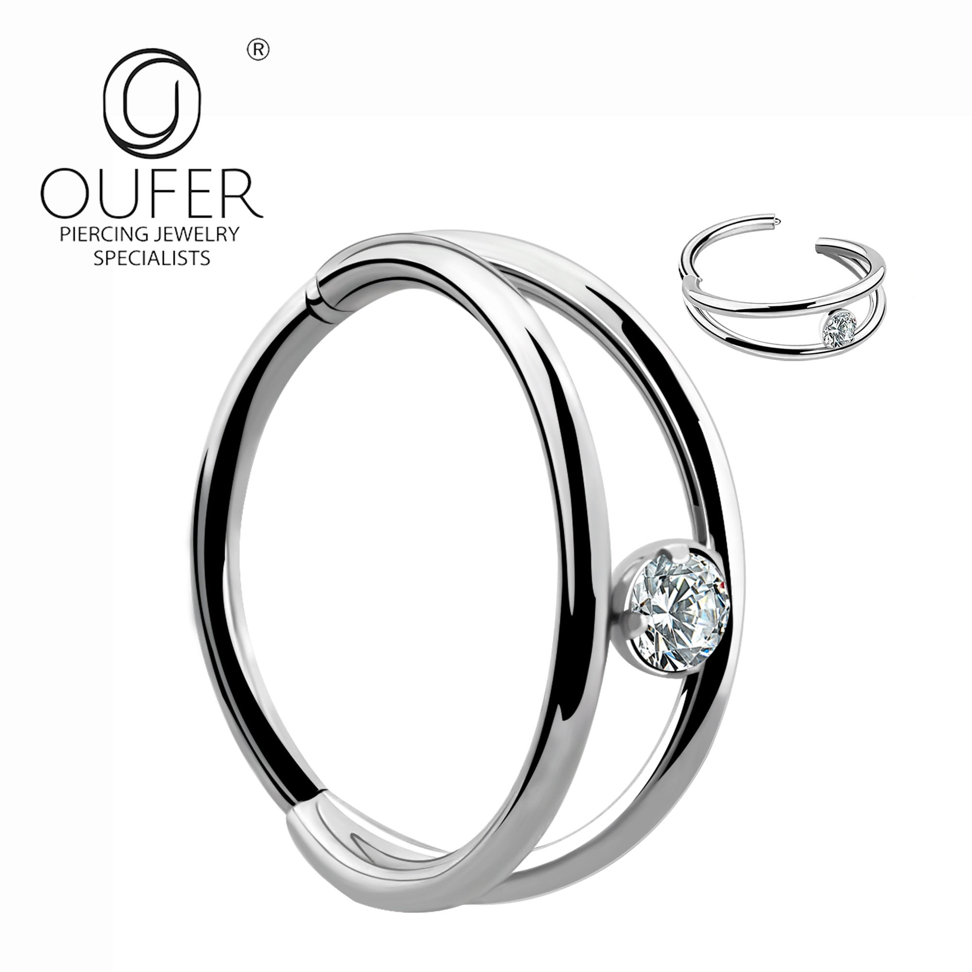 OUFER Double Row Hoop Earrings Stainless Zircon Cartilage Earrings Nose ...