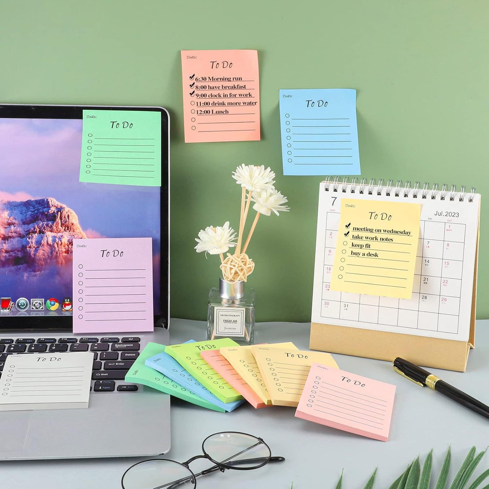 OUHGE 9Pcs Morandi Color Sticky Notes For Students To Use For Notes And ...