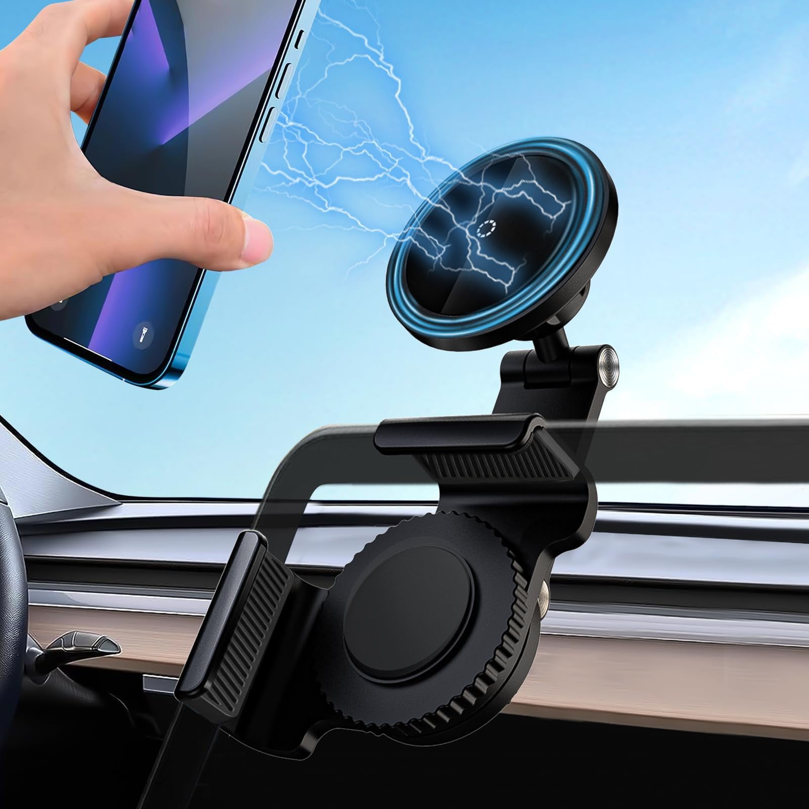 OUHT Tesla Phone Mount【Screen Mount | Never Drops】【Convenient Magnetic ...