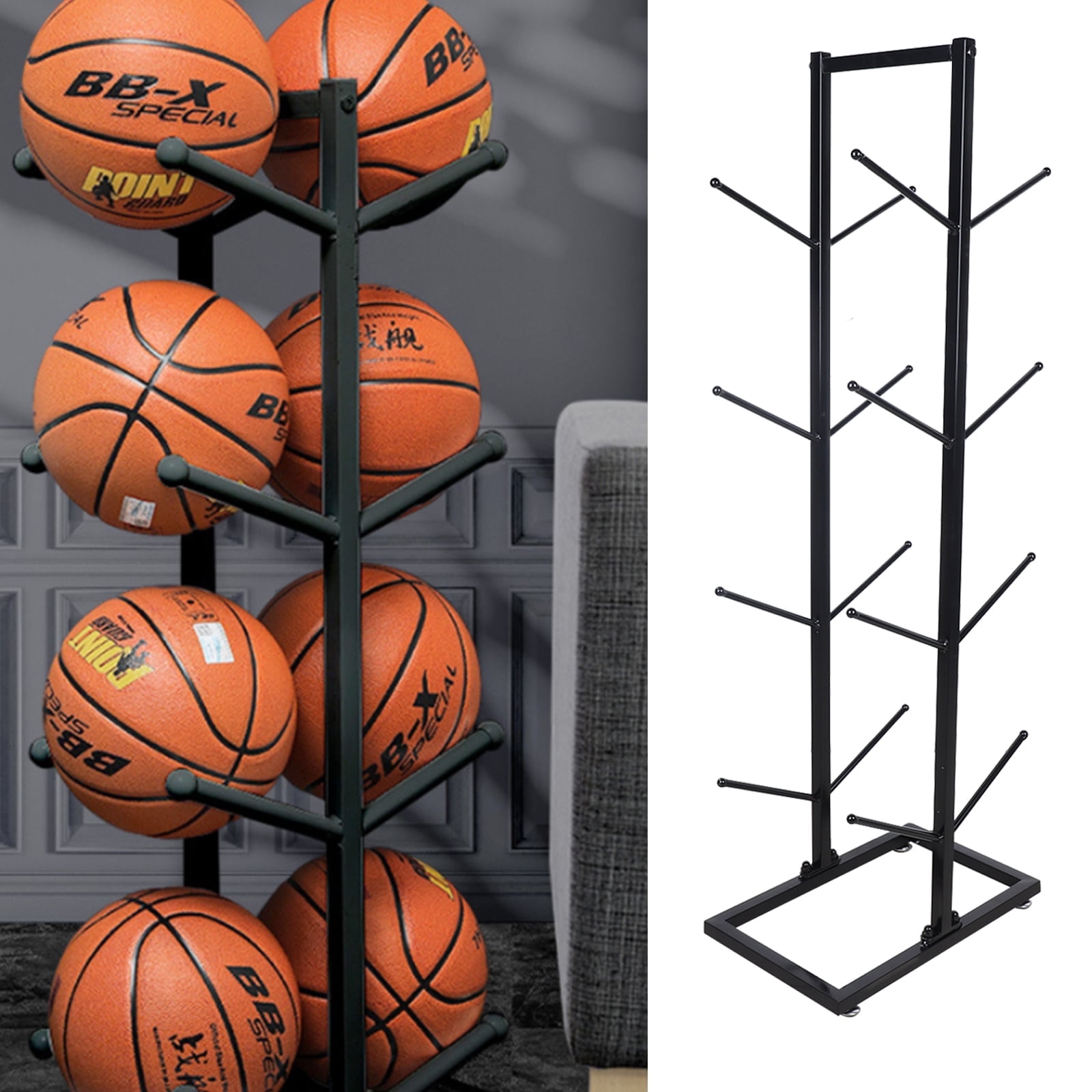 OUKANING Ball Storage Basketball Racks,4 Layer Sturdy Iron Ball Storage ...