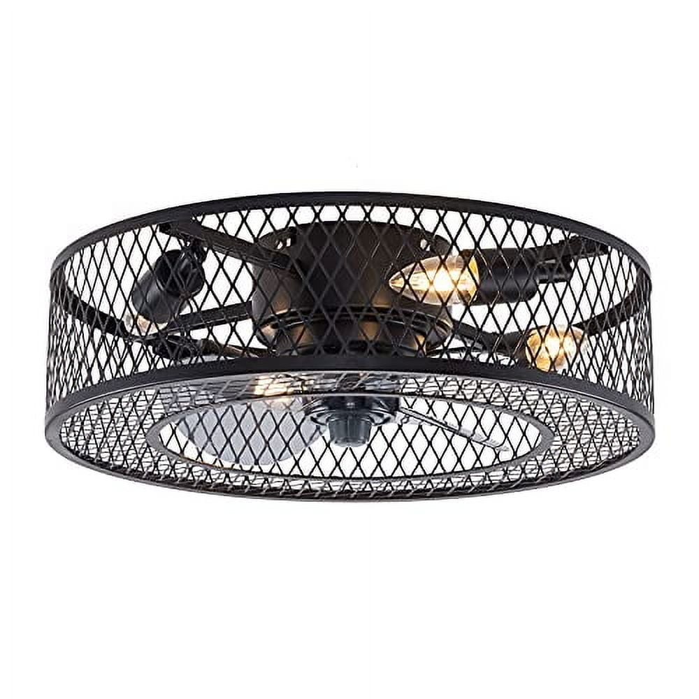 OUKANING Caged Ceiling Fan Light Kit 18", 3 Speeds Adjustable, Ceiling ...