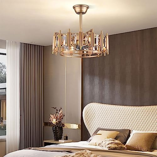 OUKANING Caged Invisible Ceiling Fan with Light, 3 Speeds Adjustable ...