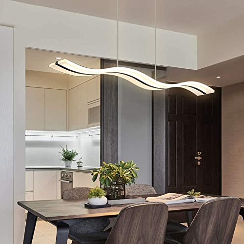 OUKANING Modern Wave LED Pendant Light Dimmable Fixture Modern LED ...