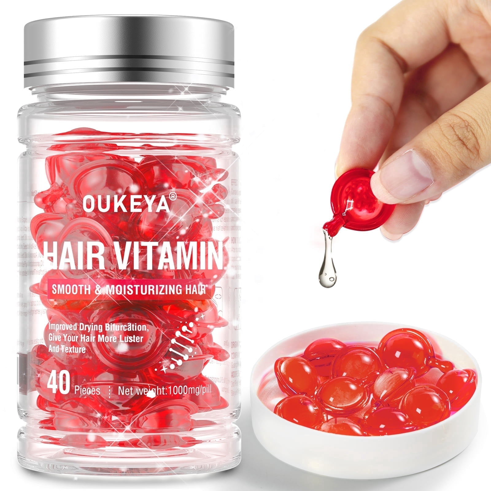 OUKEYA Hair Growth Serum Capsules, 40 Count - Repairing Treatment with ...