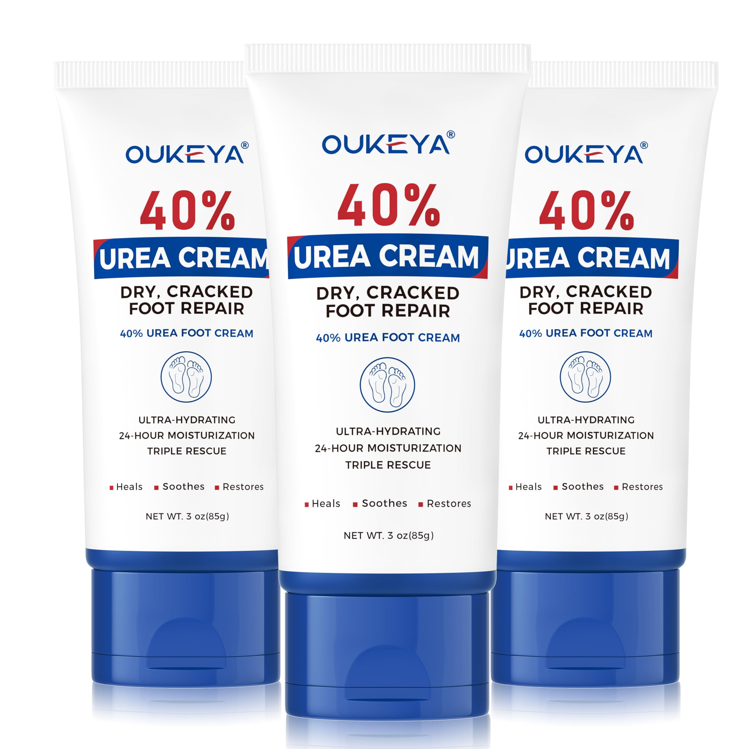 OUKEYA Urea Cream 40 SBF3 Percent Tube 3 Oz, Urea Foot & Hand Cream for Dry Cracked, 40 per Urea ...