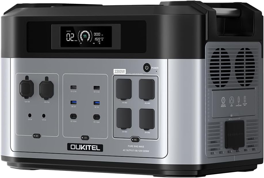 OUKITEL BP2000 2048Wh Portable Power Station, LiFePO4 Battery, 1400W ...