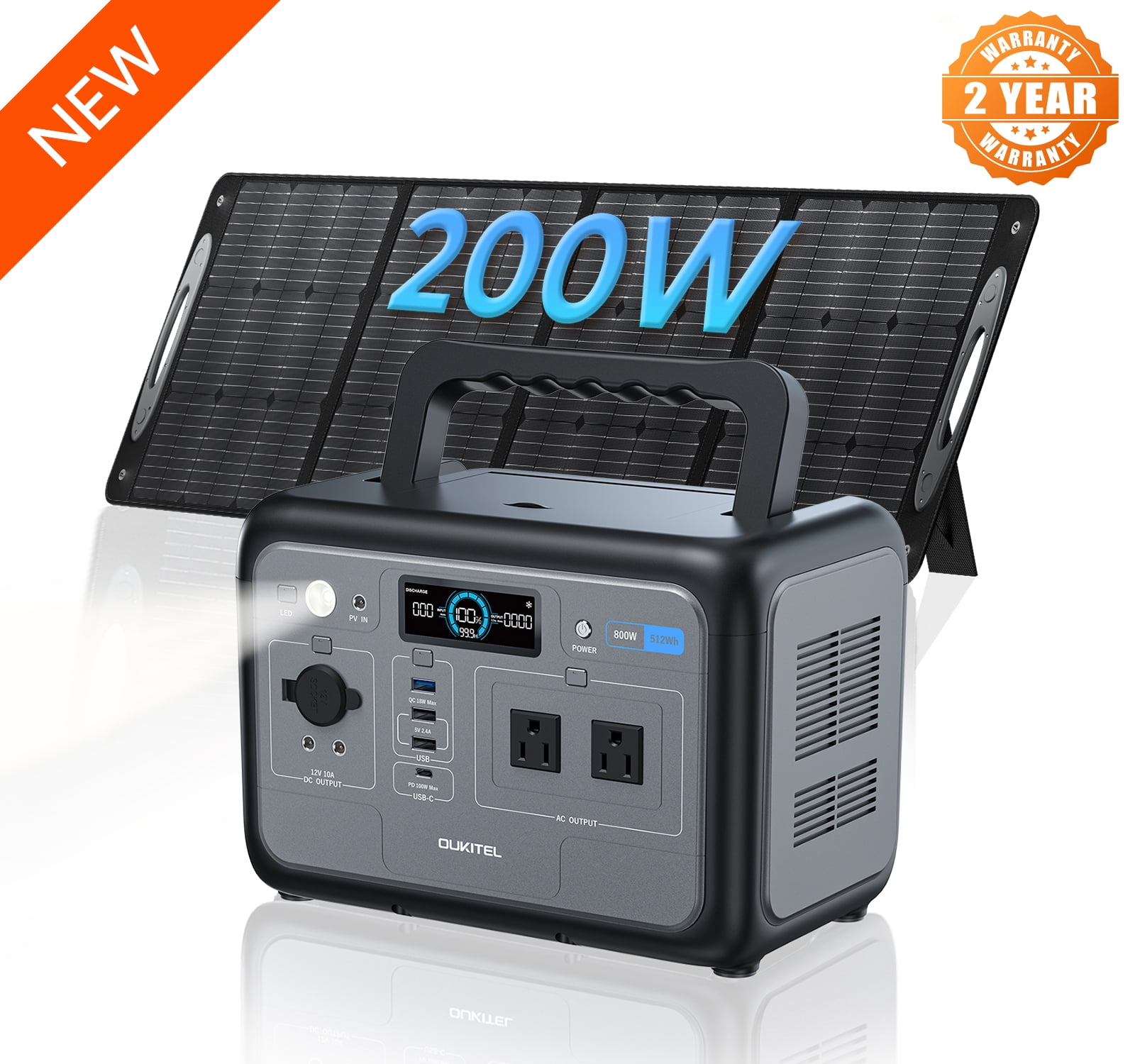 OUKITEL FFPOWER Solar Generator 512Wh, Portable Power Station +200W ...