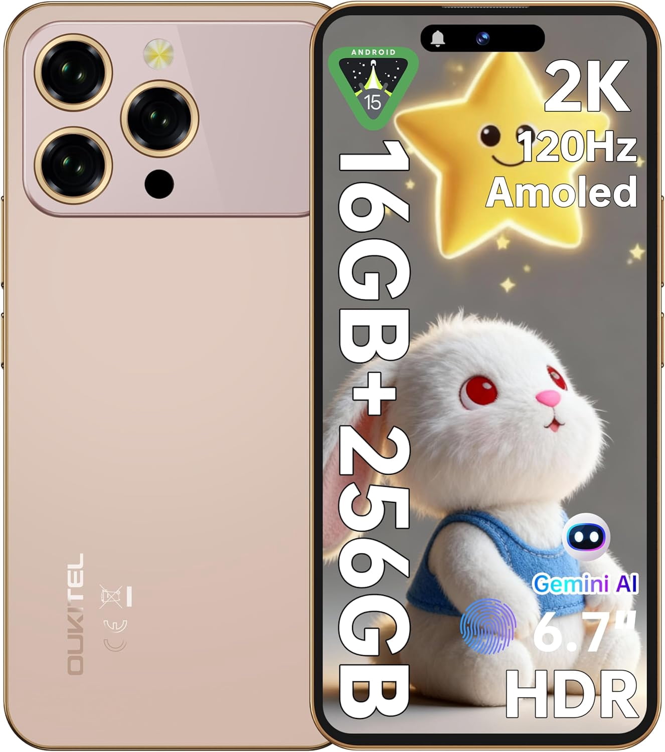 OUKITEL P1 Pro Unlocked Cell Phone Android 15-6.7" FHD+ AMOLED 120Hz ...