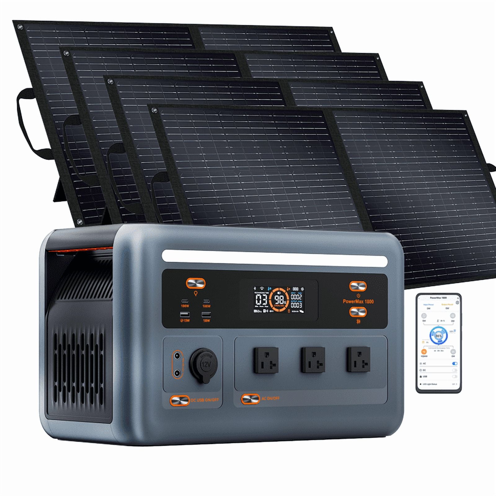 OSCAL PowerMax 1800 Solar Generator with 4×200W Solar Panels, 1024Wh ...
