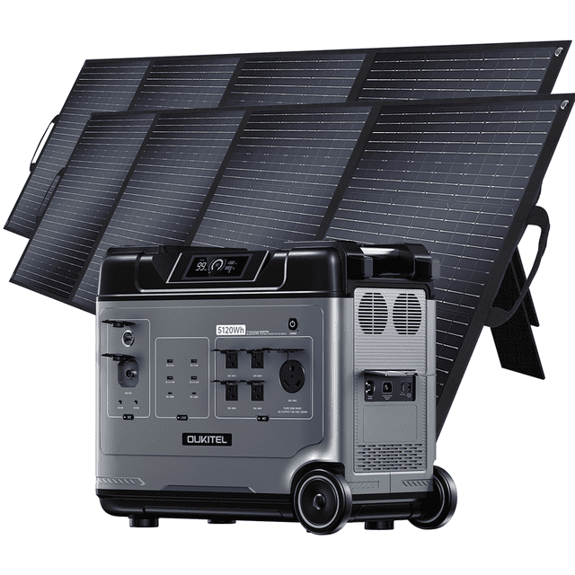 OUKITEL P5000 Solar Generator with 2x400W Panels, 5120Wh LiFePO4 Power ...