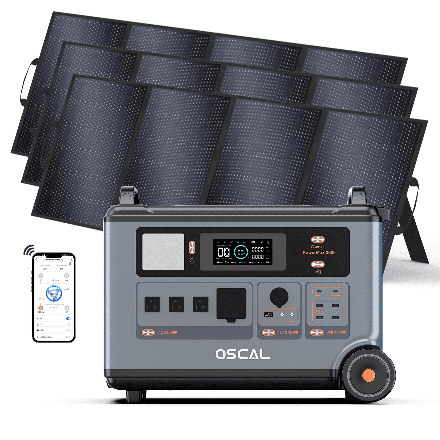OSCAL P6000 Solar Generator with 3×200W Solar Panels, 6000W 120V/240V ...
