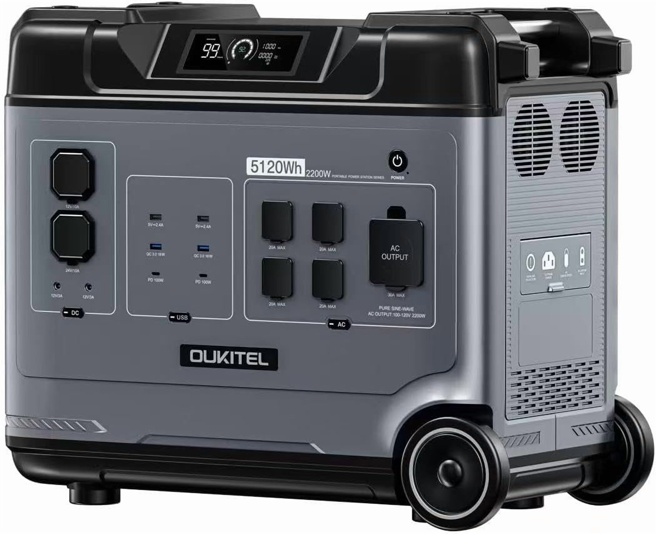 OUKITEL P5000 Solar Generator 5120Wh, 2200W (4000W Surge) LiFePO4 Power ...
