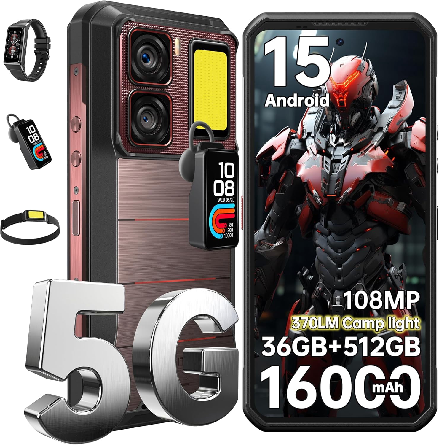OUKITEL WP300 5G Rugged Smartphone,36GB+512GB/2TB 16000mAh Battery ...