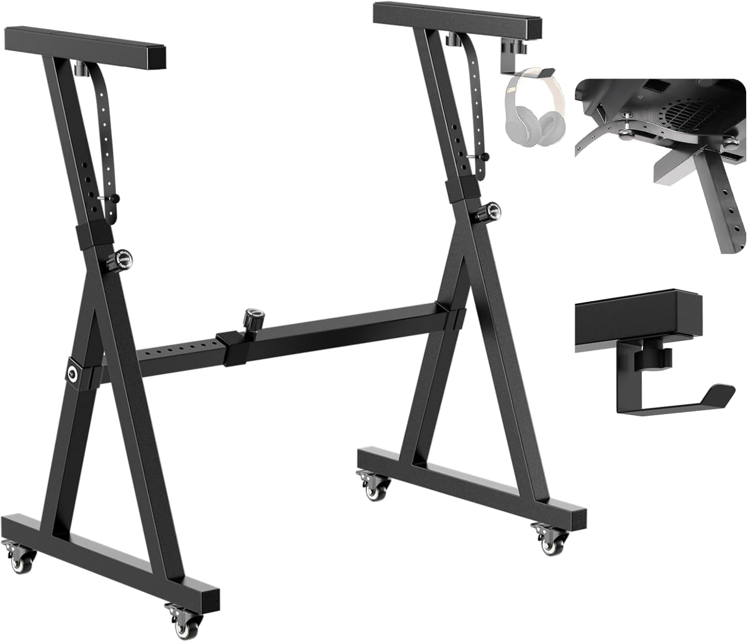 OUKMIC Keyboard Stand with Wheels, Black Z Style Adjustable & Portable ...