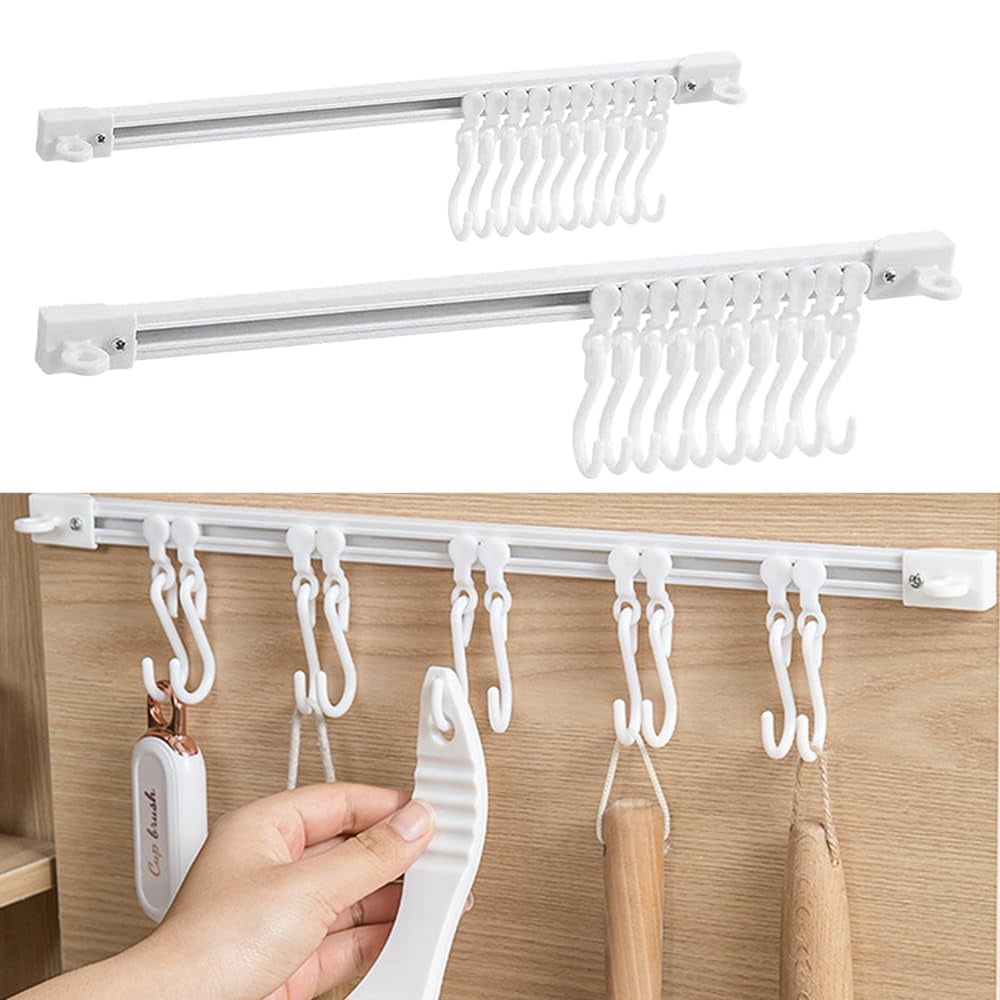 OULIGET Utility Slide Rail Hook,Under Cabinet Kitchen No Punching Hooks ...