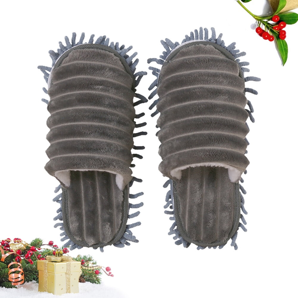 OULII 1Pair Microfiber Slipper in Grey for Floor Cleaning with ...