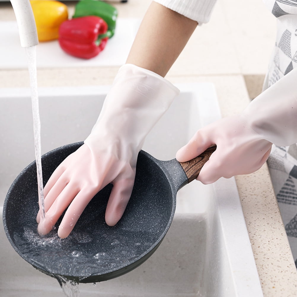 OULII Protective Gloves Waterproof Kitchen Dishwashing Mitts Rubber ...