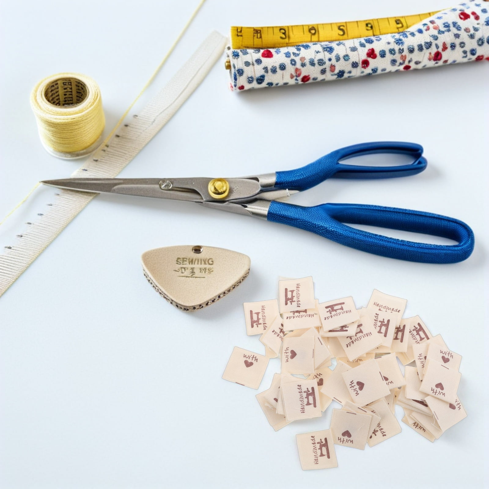 OULII 100Pcs Handmade Sewn Fabric Labels Khaki Washable Tags for ...
