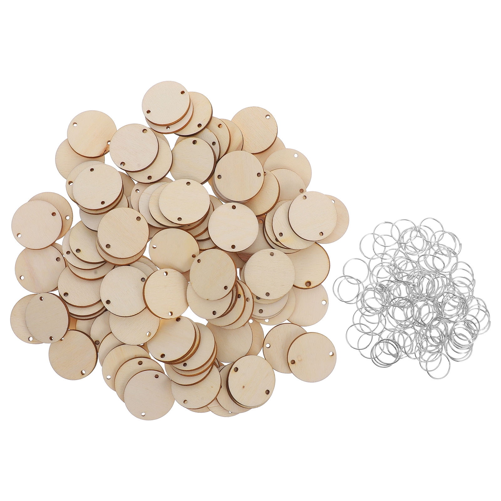 OULII 100Pcs Wooden Discs Round Tag With Hole for Wedding present ...