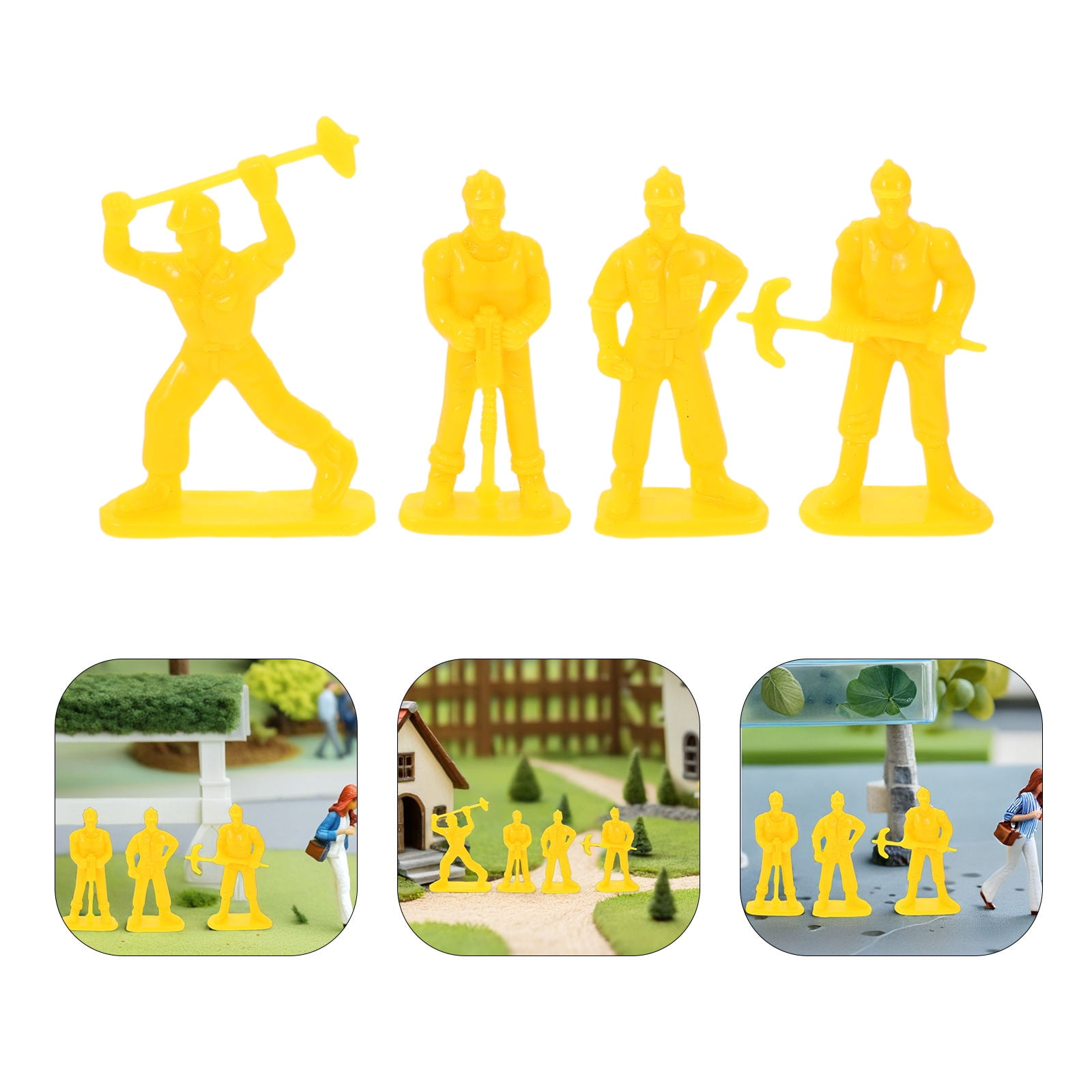 OULII Yellow Plastic Construction Worker Figurines for Authentic ...