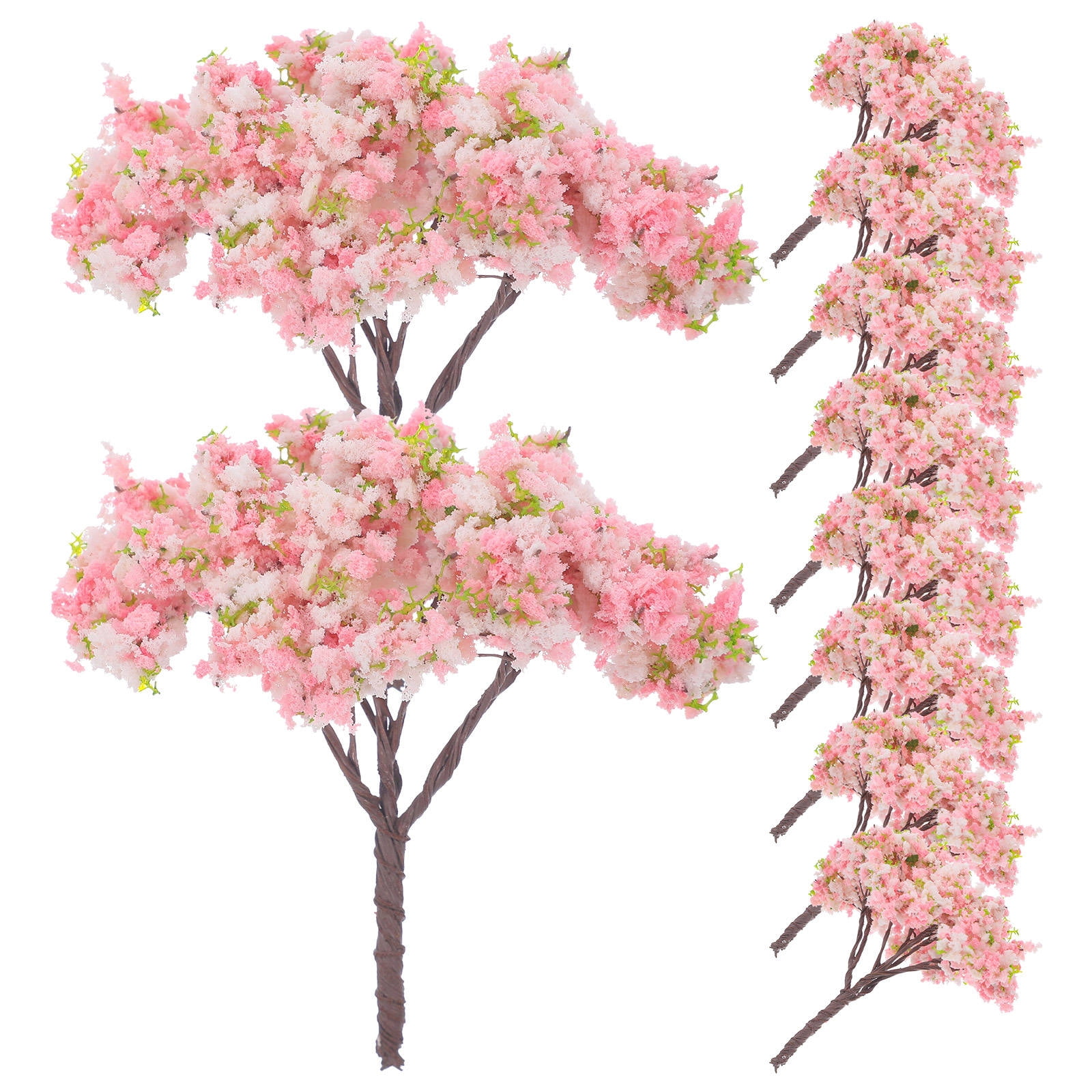 OULII 10Pcs Fake Cherry Blossom Tree Pink Plastic with Lifelike ...