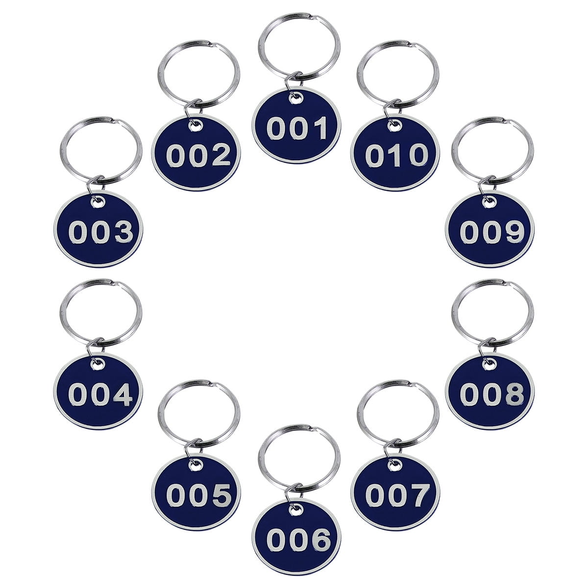 OULII 10Pcs Round Numbered Key Tags Metal Aluminum Alloy Blue for SPA ...