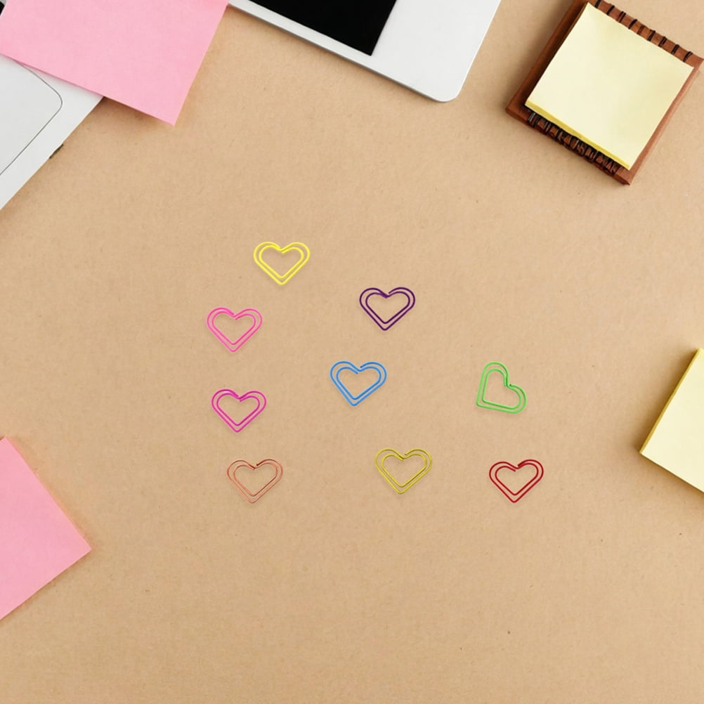 OULII 150pcs Assorted Paper Clips in Heart Shape for Document ...