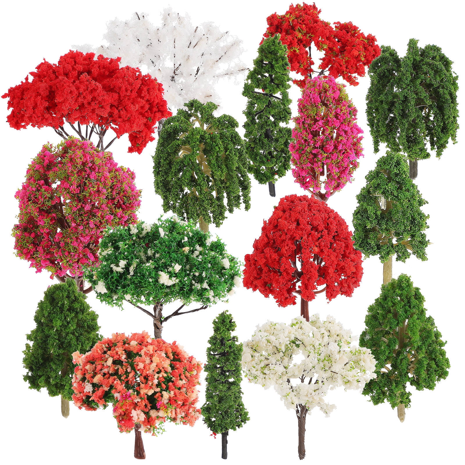 OULII 16 Pcs Mini Trees Model Trees Fake Trees Diorama Trees Miniature ...