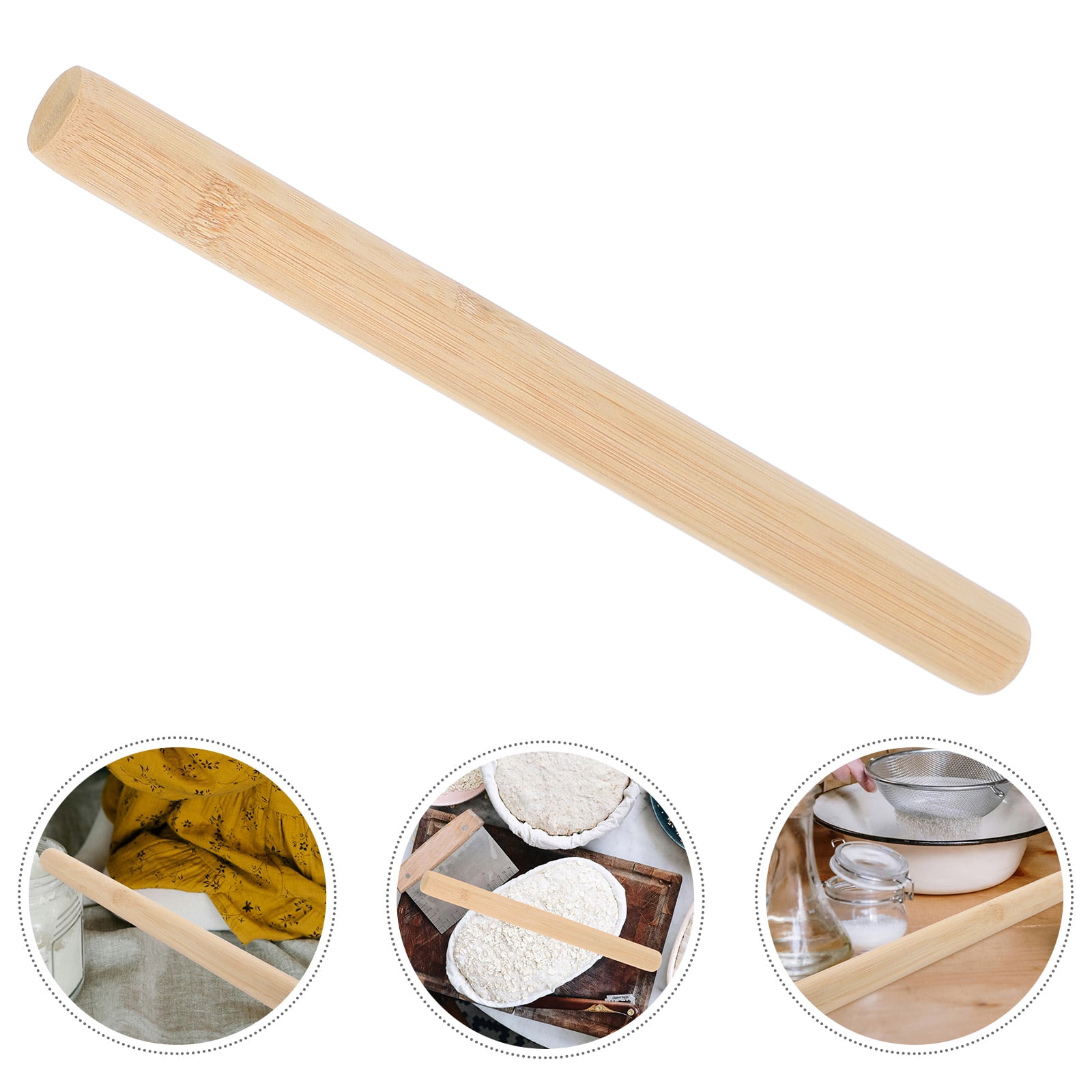OULII 1Pack Cylindrical Bamboo Rolling Pin for Dough Kneading Pastry ...