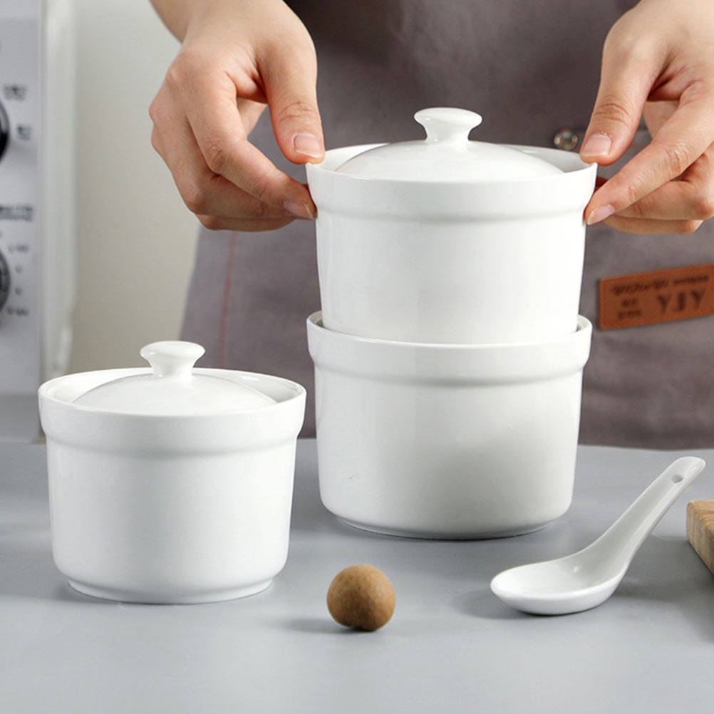 OULII 1Set Ceramic Stew Pot For Heat Retention And Steaming Food Round ...