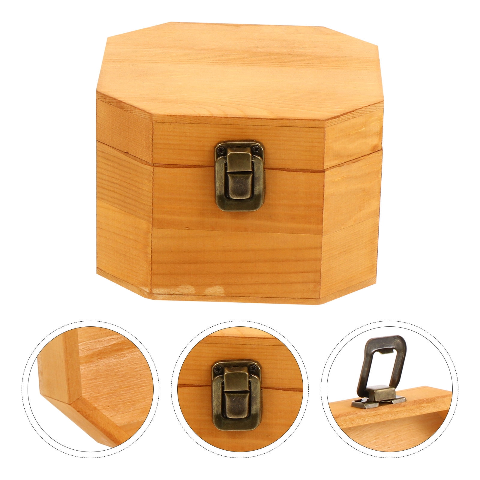 OULII 1Set Light Brown Wooden Box With Lid For Women Storage Wedding ...