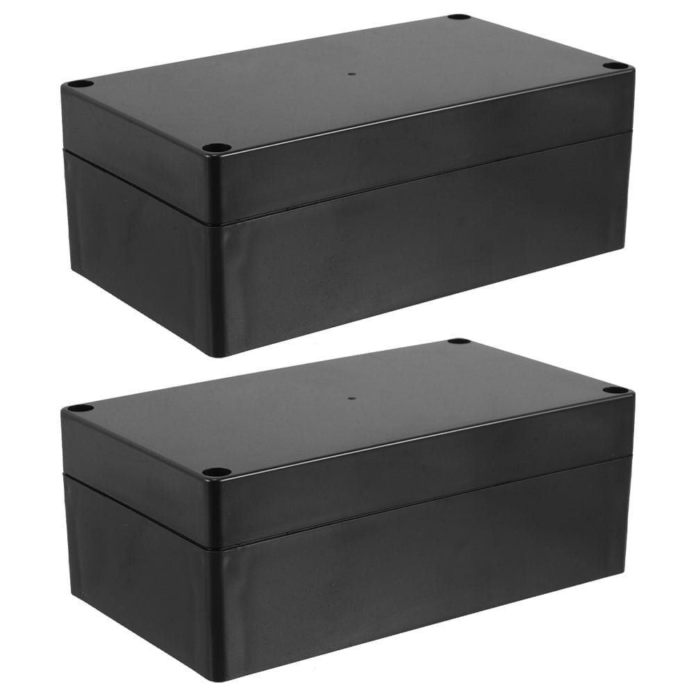 OULII 2Pcs Black Plastic Weatherproof Outdoor Enclosure Box with ...