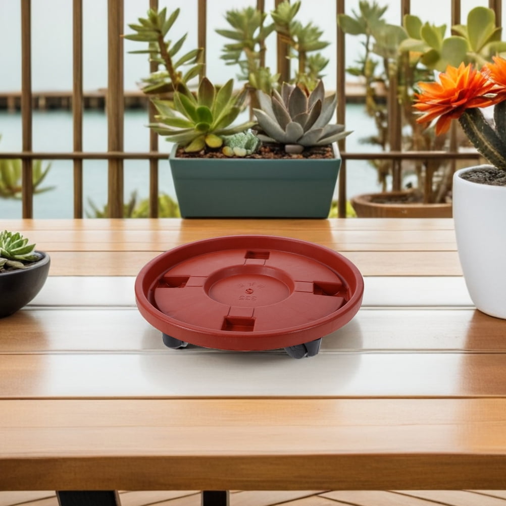 OULII 2Pcs Brown Planter Roller Trolley with 360 Degree Swivel Wheels ...