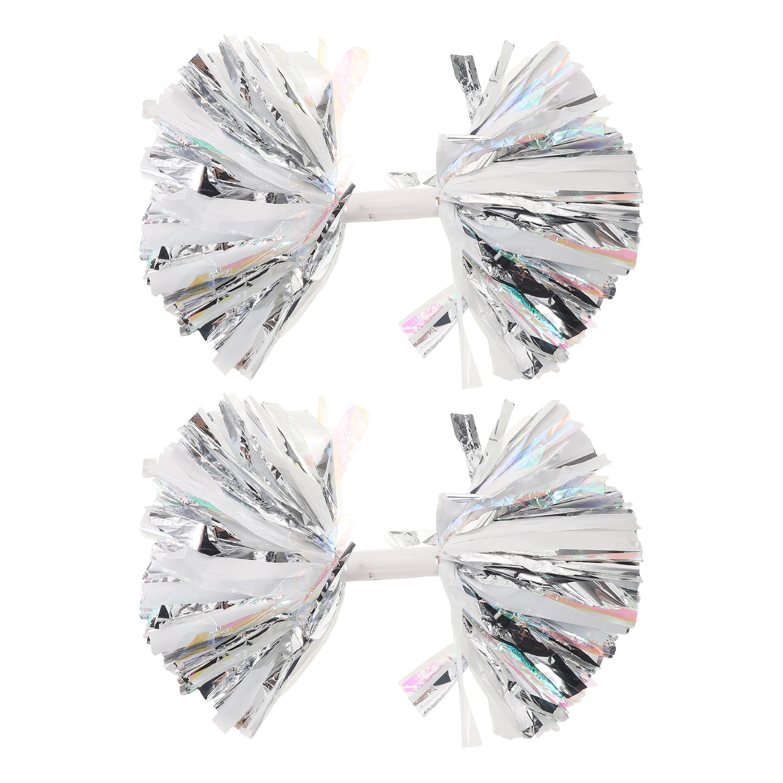 OULII 2 Pcs Basketball Cheerleading Poms Silver Pe for Sports Fans ...
