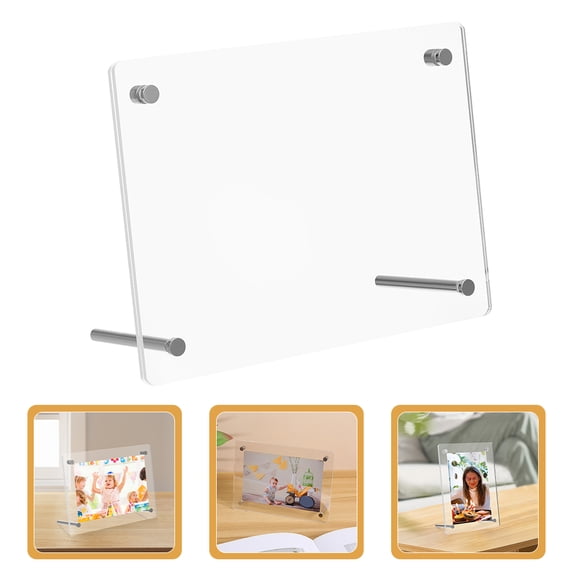 OULII 2Pcs Transparent Acrylic Picture Frames for Desk Clear Photo ...