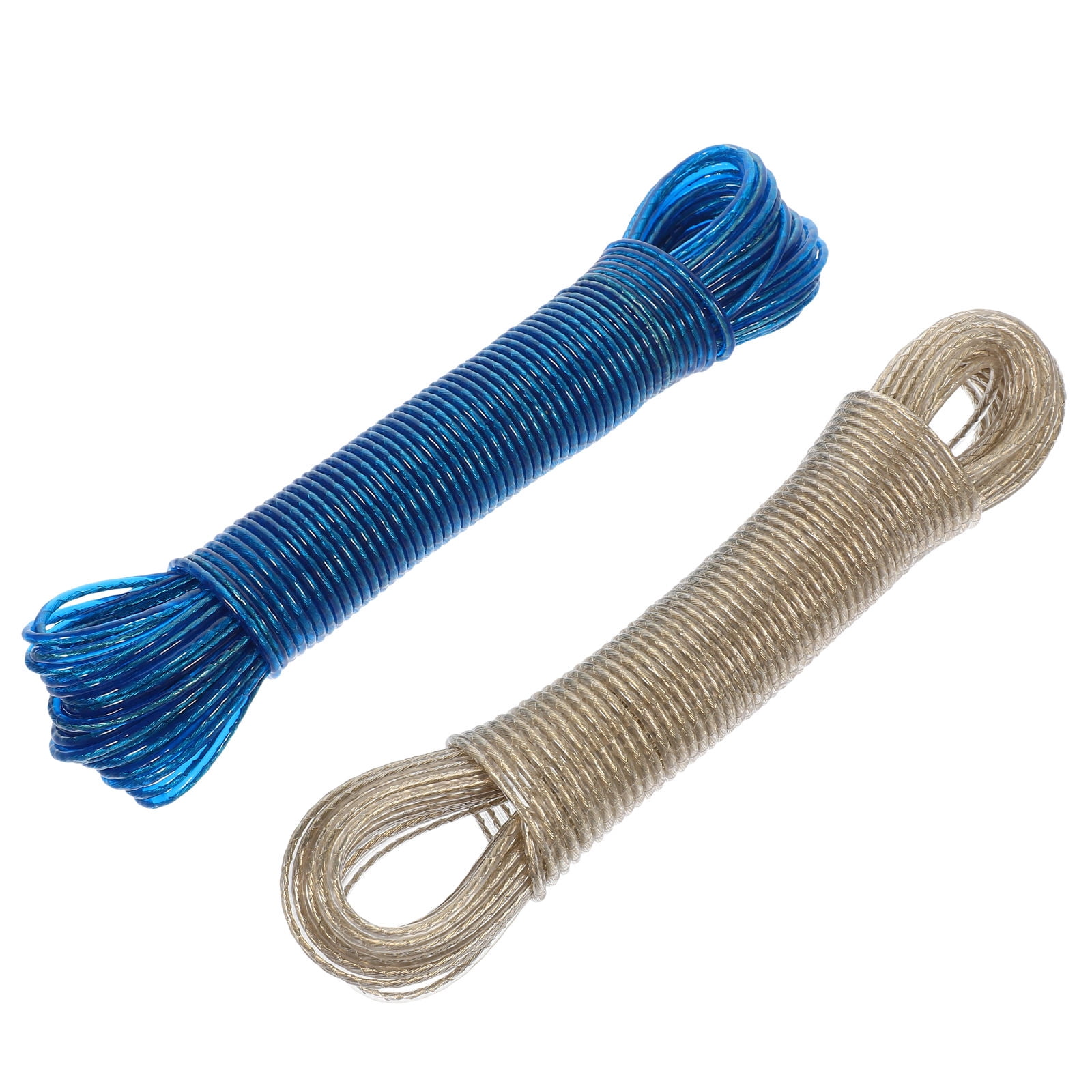 OULII 2Set Clothesline Outdoor Storage 20m Long Blue and Transparent ...