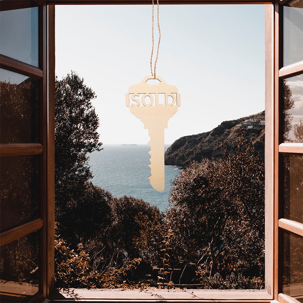 OULII 2pcs Wooden Key Shaped Pendant Unfinished Large Key Tag Wooden ...