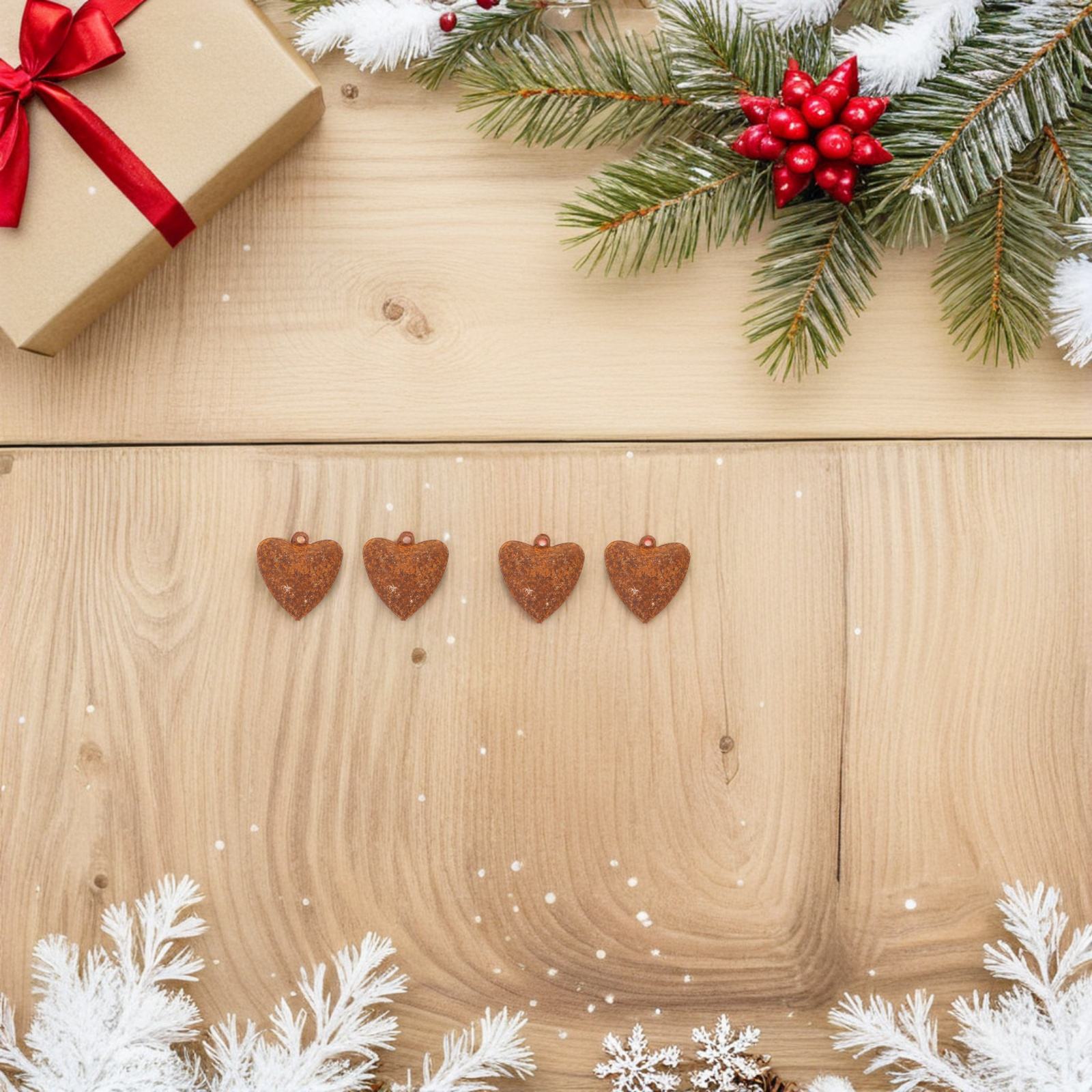 OULII 30 Pieces Rustic Dark Brown Metal Heart Bells Christmas Hanging ...