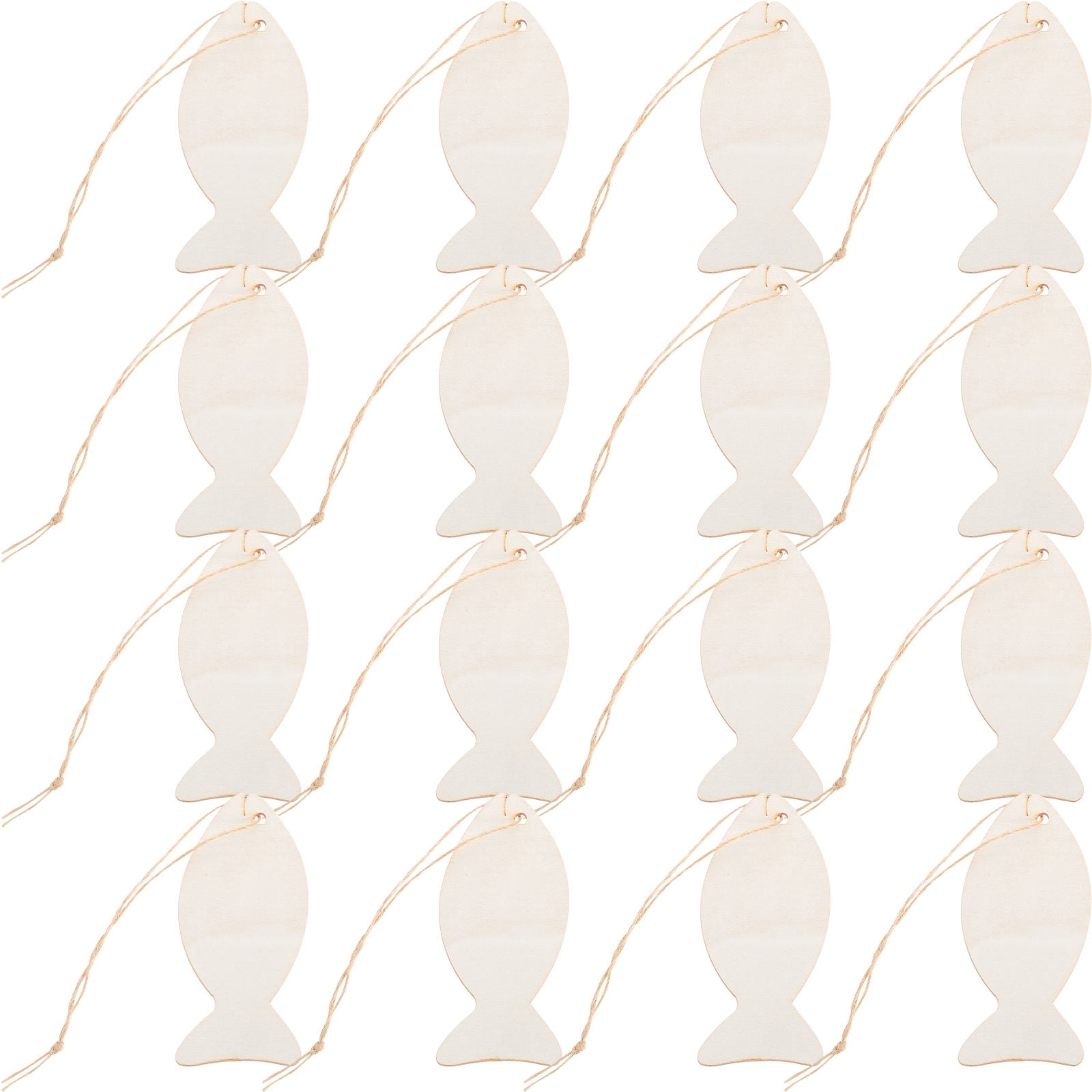 OULII 32Pcs Unfinished Fish Blank Signs Wooden for Diy Activities and ...