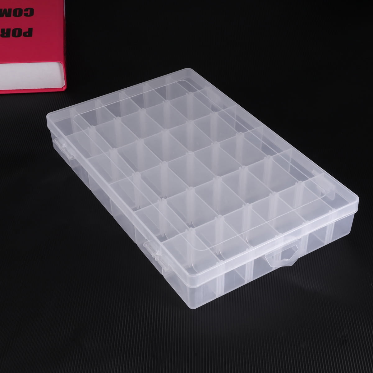 UKCOCO Clear Hard Plastic Jewelry Storage Box with Adjustable Dividers ...