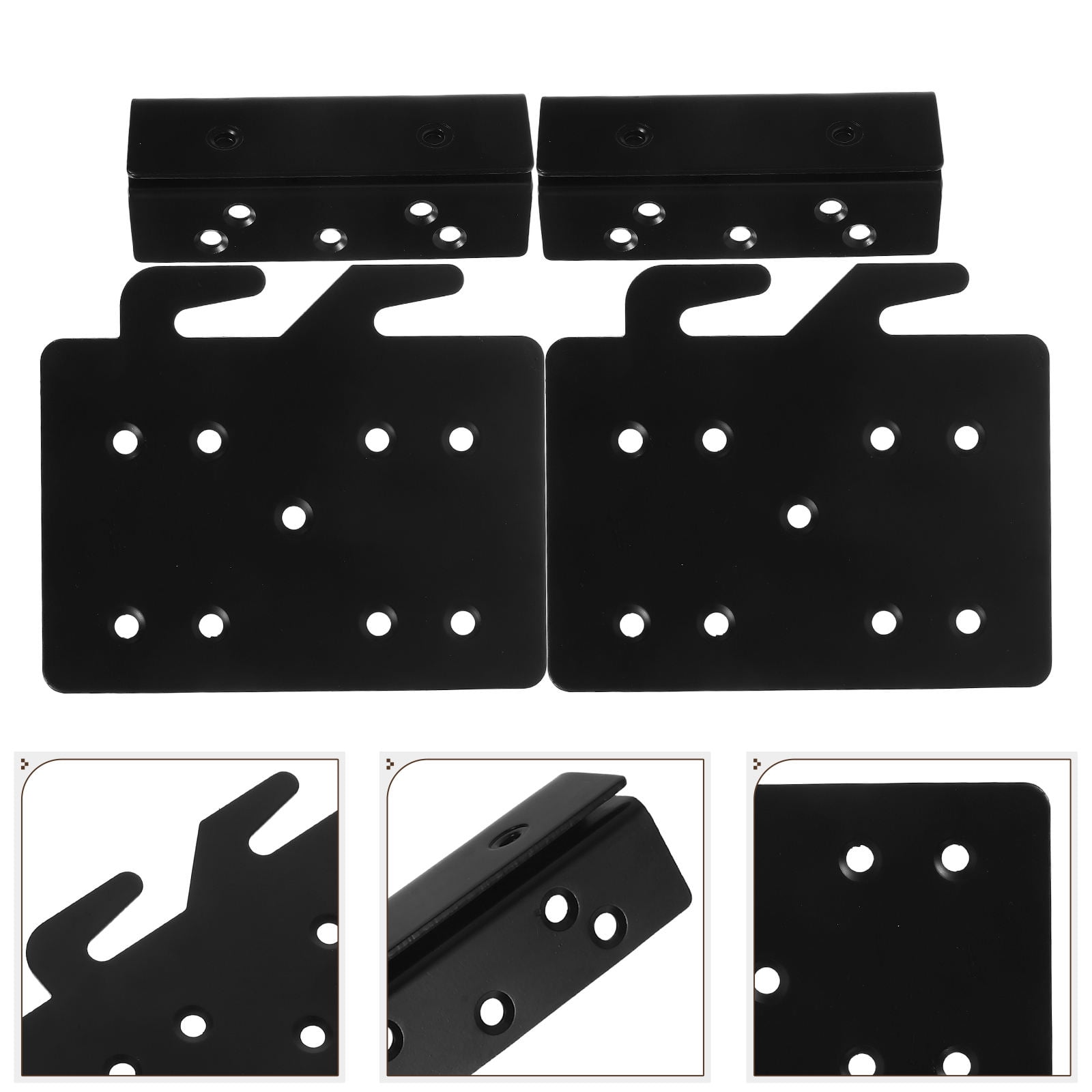 OULII 4 Pieces Bed Frame Replacement Parts Black Iron Bed Hardware ...