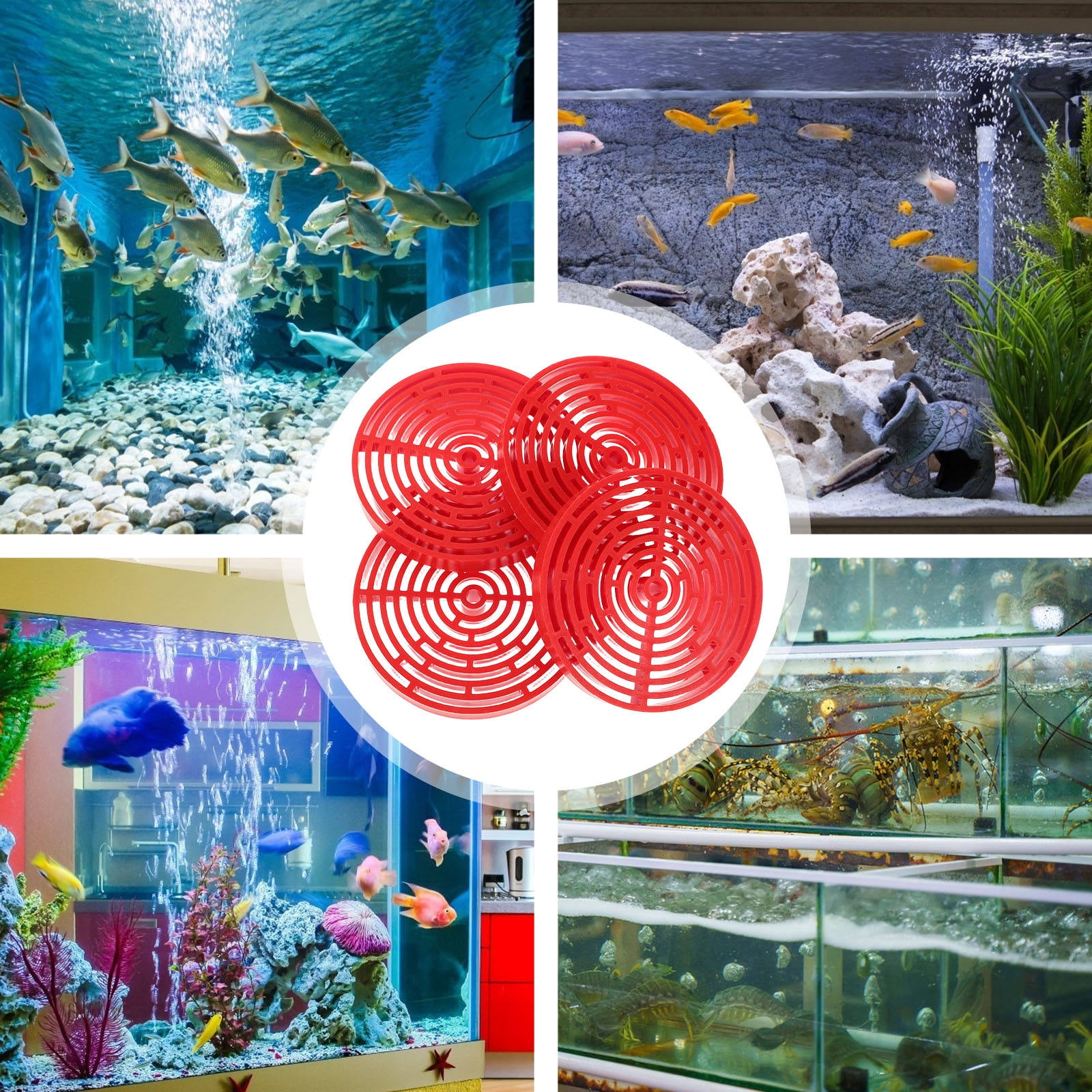 OULII 4Pcs Plastic Aquarium Grid Divider Tray with Vibration Isolation ...