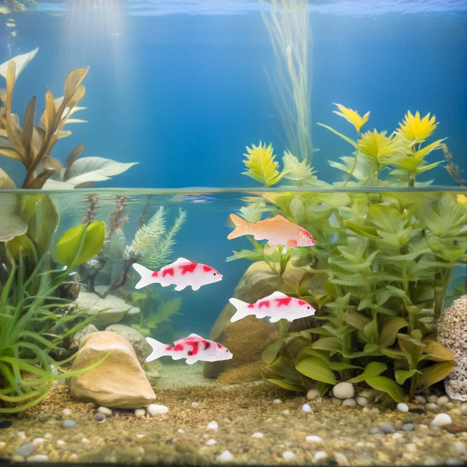 OULII 4pcs Realistic Floating Koi Fish Koi Fish Figurine Multi PVC ...