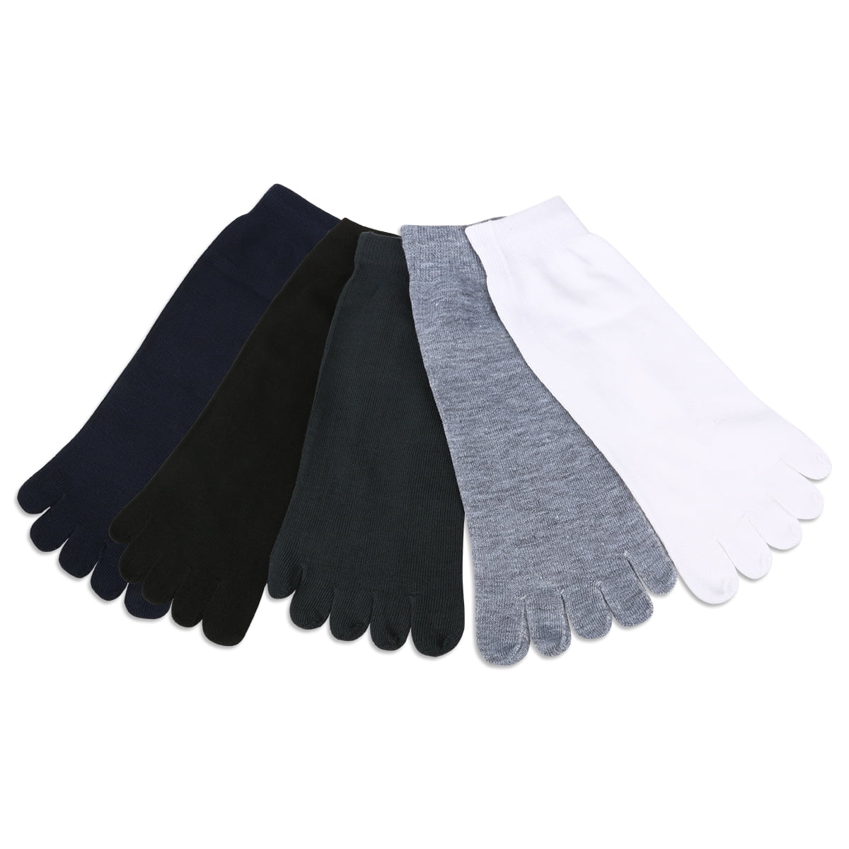 OULII 5 Pairs Dark Blue Athletic Toe Socks for Men with Short Tube ...